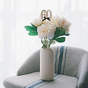 Siipoo Rose Gold Glitter 60th Birthday Centerpiece Sticks with Bow 60th Table Toppers Flower Toppers for Birthday Anniversary Table Party Decorations - 6 Pack, Medium