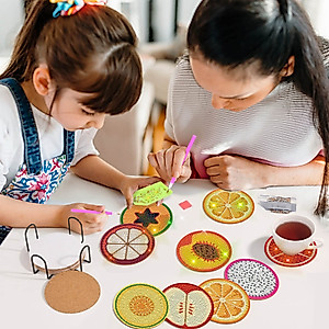 Billbotk 12 Pieces Diamond Painting Coasters with Holder, Diamond Art Coasters, Arts and Crafts for Adults, Small Diamond Painting Kits for Beginners