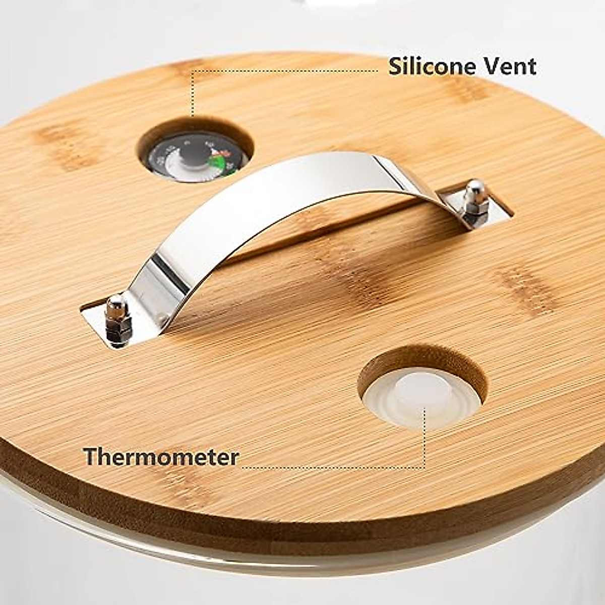 HBlife Glass Rice Dispenser with Wooden Stand Flour and Cereal Container with Glass Measuring Cup Pantry Food Organization Storage Bin with Airtight Bamboo Lid, 8L