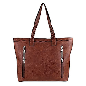 Lady Conceal Concealed Carry Purse - Locking Cora Stitched Gun Tote (Mahogany)