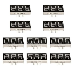 Bettomshin 20Pcs LED Digital Tube Common Cathode 12 Pin 3 Bit 1.48 x 0.75 x 0.31inch(LxWxH) 0.56" Red Display Digital Tube 5631A