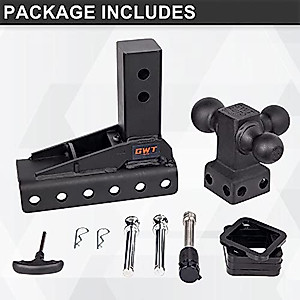 GWTAUTO Adjustable Trailer Hitch, Tri-Ball (1-7/8" x 2" x 2-5/16") Drop Hitch, Fits 2.5-Inch Receiver Only, 7 Inch Drop Hitch,18500 LBS GTW-Class 3 Tow Hitch for Heavy Duty Truck
