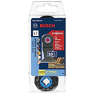 BOSCH OSL134C-10 10-Pack 1-3/4 In. Starlock Oscillating Multi Tool Metal & More Carbide Extreme Plunge Cut Blades for Cutting Iron Bar, Metal, Wood with Nails, Drywall and Tile