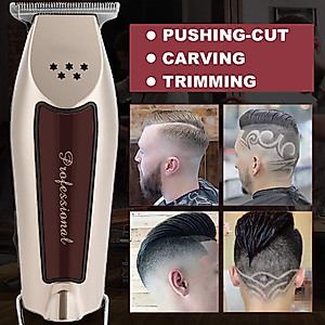 FILFEEL T-Blade Trimmer, Cordless Precision Trimmer for Lining & Close Trimming, Professional Hair Cutting Kit for Barbers and Stylists (Silver)