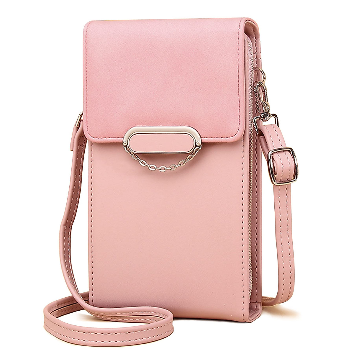 Aovtero Small Cell Phone Crossbody Purse for Women Mini Shoulder Handbag Wallet with Credit Card Slots (Pink)