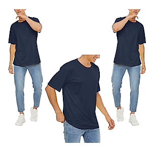 BIYLACLESEN Men's Hiking Shirts Short Shirts UPF 50+ Sun Protection Shirts Dry Fit Moisture Wicking T-Shirts for Men Workout,Travel,Camping Navy