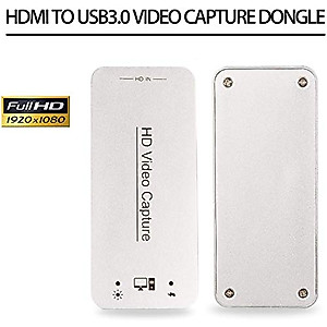 Video Capture Card, HDMI to USB 3.0 Capture Card, Analog Video Capture Dongle Device, Full HD 1080p 60FPS Live Streaming and Recording for Switch PS5 PS4 Xbox, Compatible with Windows Linux Mac OS