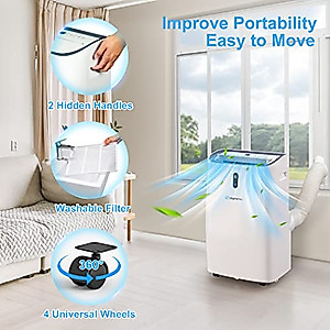 Wiytamo 14,000 BTU Portable Air Conditioners with WIFI Remote Control, 4-in-1 Portable AC Unit, Heater, Dehumidifier & Fan, Cools Rooms Up to 700 Sq.Ft, Auto Swing, Works with Alexa/Google Assistant