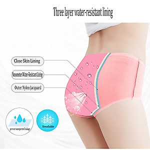 YOYI FASHION Women Menstrual Period Briefs Jacquard Easy Clean Panties 4 Pack US Size XL/8