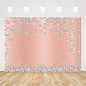 Sendy SENDY 7x5ft Rose Gold Diamonds Curtain Backdrop for Photography Birthday Party Decorations Wedding Bridal Shower