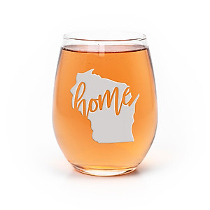 Wisconsin State Stemless Wine Glass - Wisconsin Gift, Wisconsin Wine Glass, Wisconsin Fan Gift