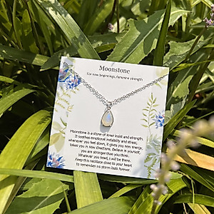 NOURISHLOV New Beginning Moonstone Sterling Silver Necklace for Women, Divorce Gifts for Women, Healing gifts for her, New Job Gift, Minimalistic Moonstone Jewelry