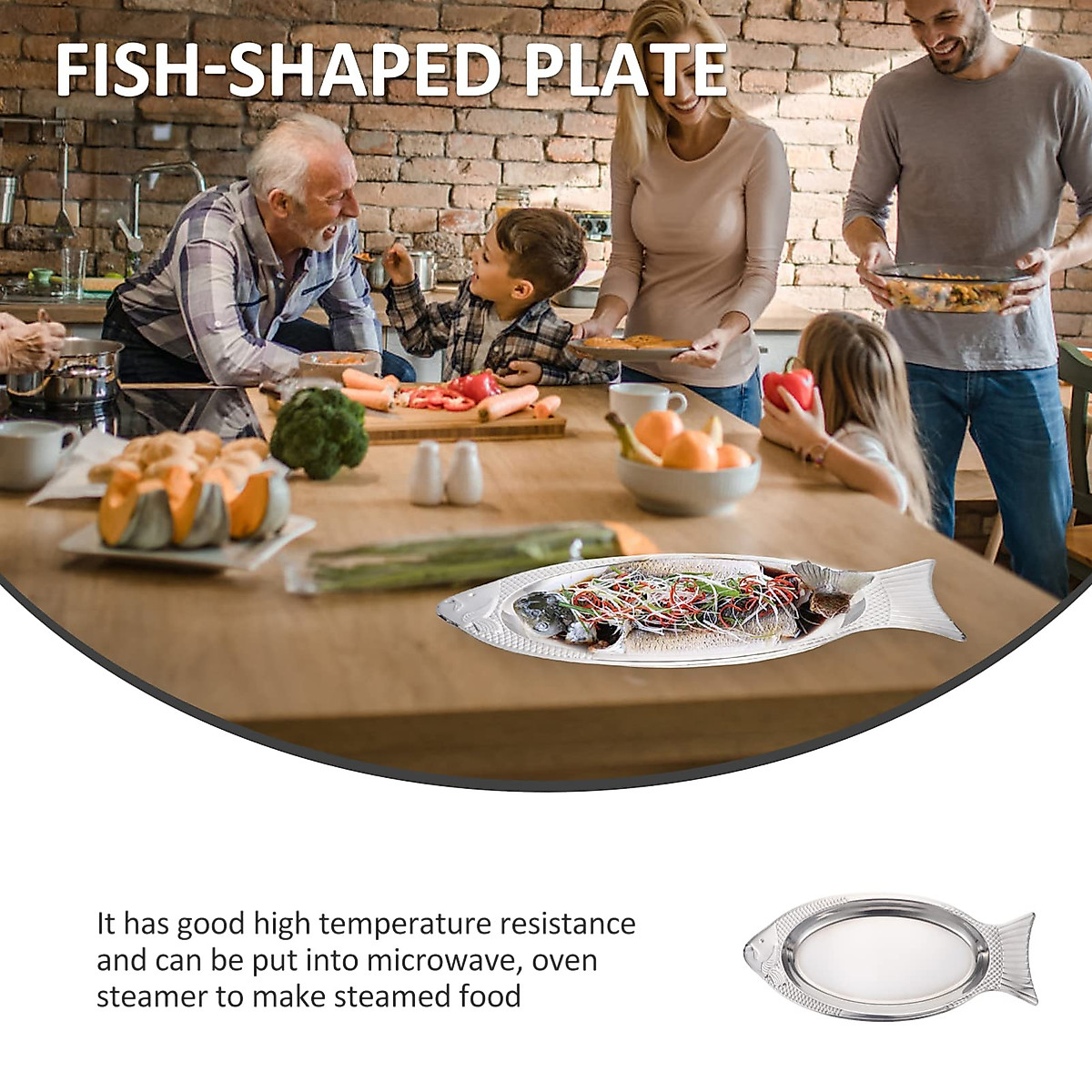 Serving Platter Dish Fish Shape Stainless Steel Oval Platter Fish Grill Serving Tray Fish Plate for Steaming Fish