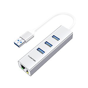 LENTION USB Hub to 3 USB 3.0 & Gigabit Ethernet LAN RJ45, Network Adapter Compatible MacBook Air/Pro (2009-2015), Surface, Chromebook, More Type A Devices, Stable Driver Certified(H23s, Silver)