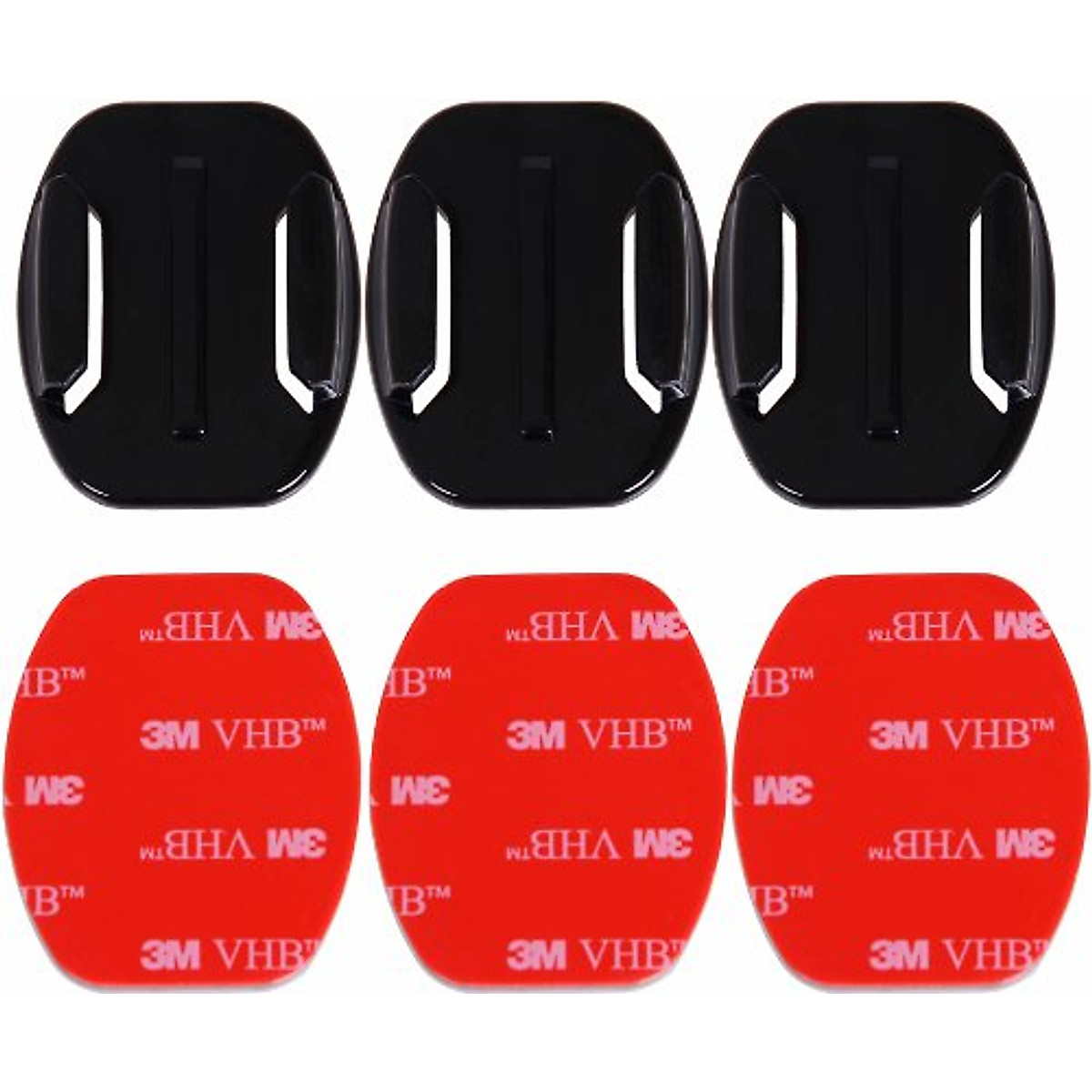 Adhesive Mounts for GoPro Cameras - 3x Curved & 3x Flat Mounts Bundle W/ 3M Sticky Pads- Tape Mount to Your Helmet/Bike/Board/Car- Fits ALL Go Pro Models - Premium Camera Accessories - 1 Year Warranty