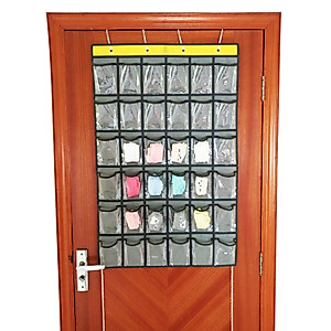 NIMES Hanging Closet Underwear Sock Jewelry Storage Over The Door Classroom Cell Phone Calculator Organizer 36 Clear Pockets (GREY)