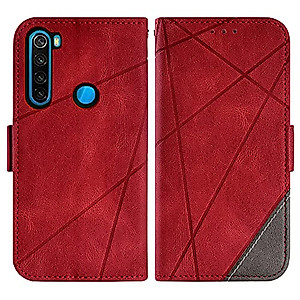 Asuwish Compatible with Xiaomi Redmi Note 8 Wallet Case and Tempered Glass Screen Protector Lanyard Leather Flip Magnetic Card Holder Stand Cell Accessories Phone Cover for Redme Note8 Women Men Red