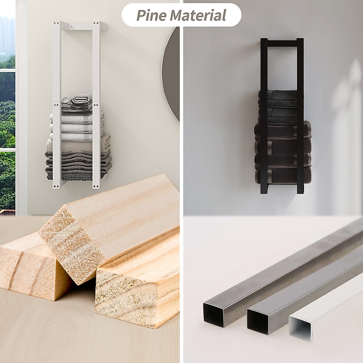 SUMGAR Wooden Towel Racks for Bathroom Wall Mounted, 27.6'' White Towel Holder for Organizing Washcloths Hand or Large Bath Towels in Bathroom, RV, Camper