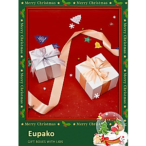 Eupako 8x8x4 Gift Boxes 10 PCS and 5x5x3.5 Gift Boxes 25 PCS, White Gift Boxes with Lids, Paper Cardboard Gift Box for Bridesmaid Proposal Gifts, Wedding, Birthday, Crafting, Graduation, Holiday