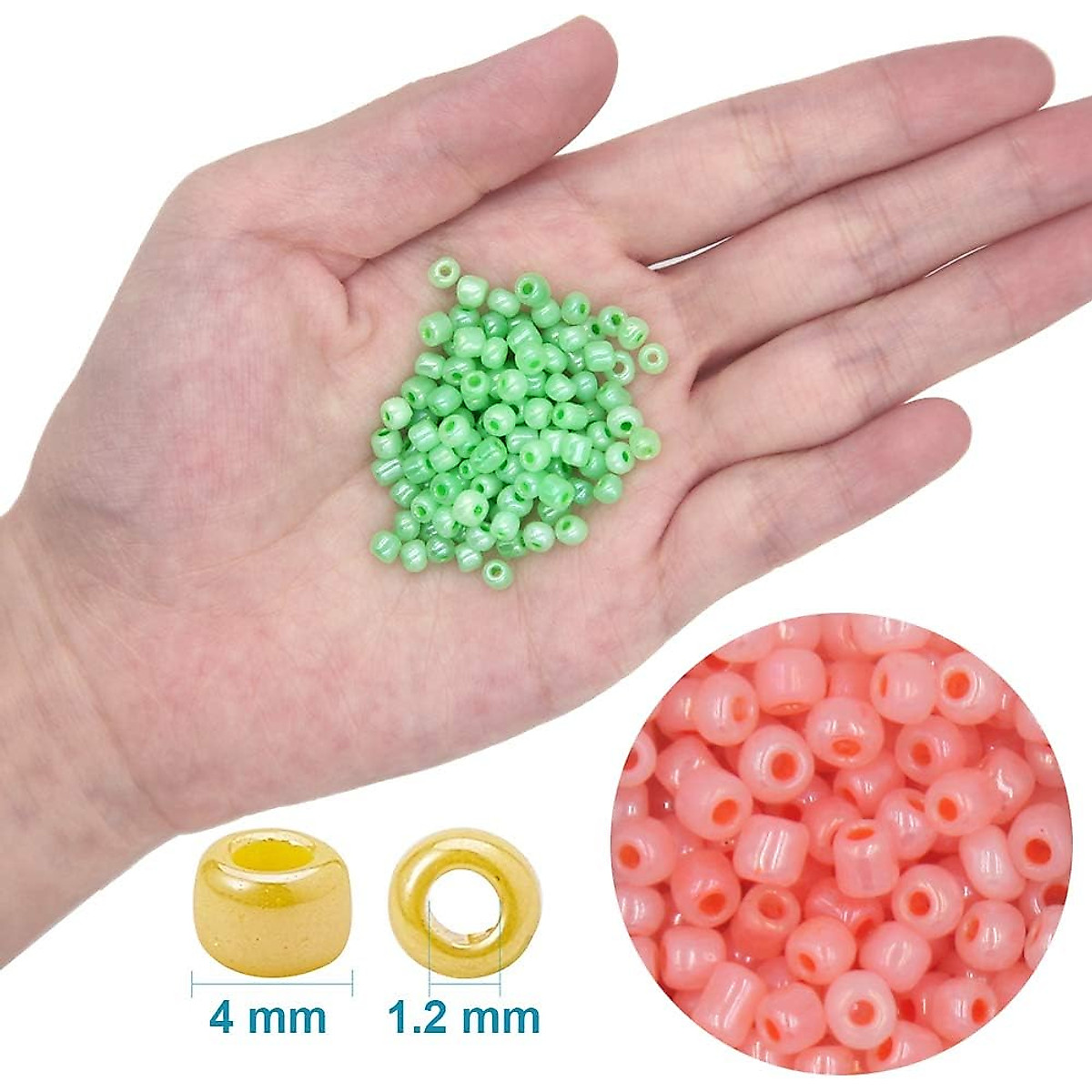EuTengHao 6000pcs Glass Seed Beads Small Craft Beads for DIY Bracelet Necklaces Crafting Jewelry Making Supplies with Two 0.8mm Clear Bracelet String (4mm, 250 Per Color, 24 Colors)