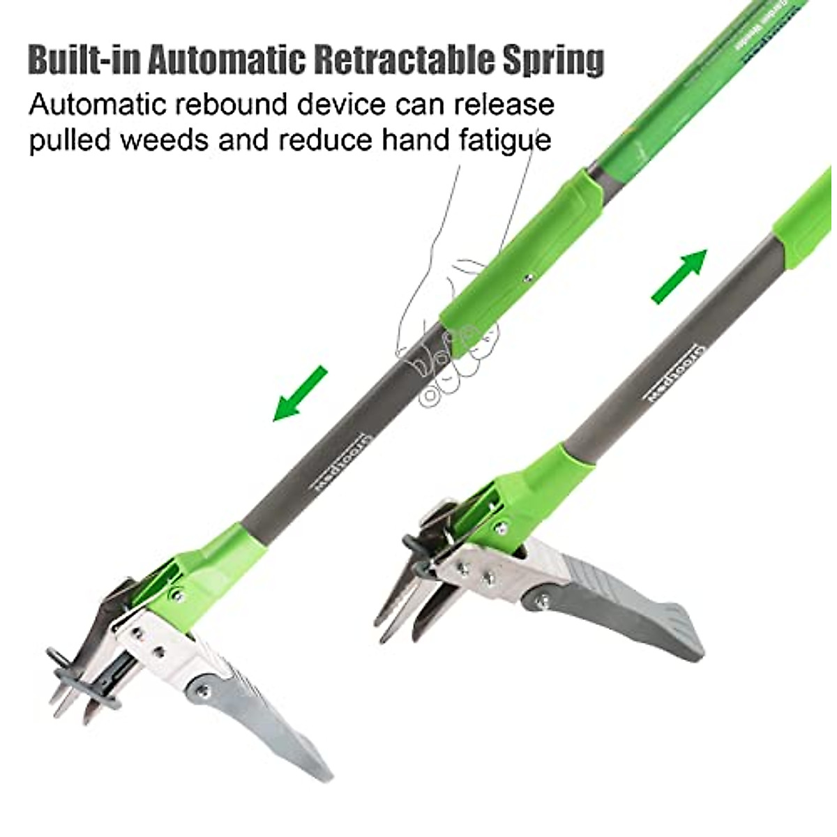 Grootpow WP5 Weed Puller Tool, Stand Up Weeder with 40" Handle, 3 Claws & Fiberglass Foot Pedal, Weeding Tool Made with Cast-Aluminum, Easily Remove Weeds Without Bending or Kneeling