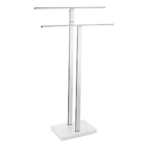 KES Standing Towel Rack for Bathroom with Marble Base, 2-Tier Towel Rack Stand for Floor, SUS304 Stainless Steel Polished Finish, BTH217