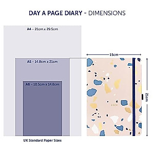 Busy B Day A Page Diary January to December 2024 - A5 Terrazzo - Daily Planner with Lined Pages, Notes and Year Planner