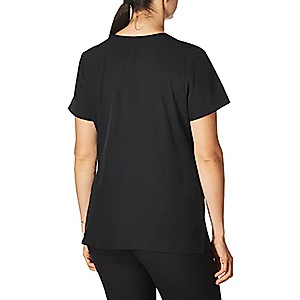 HeartSoul Women's Pitter-Pat V-Neck Scrubs Shirt, Black, Medium
