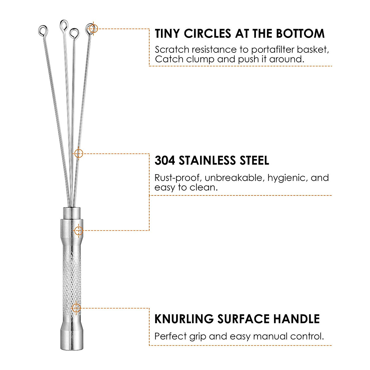 Espresso Coffee Stirrer, MATOW Stainless Steel Mini Whisk for Espresso Stirring Distribution – Professional Coffee Powder Stirring Tool