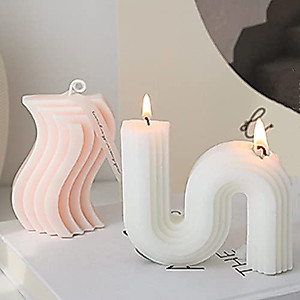 2 Pcs Aesthetic CandlesS Shape，U Shaped Candle Minimalist Geometric Shaped Candles Soy Wax Scented Candle Art Decorative Handmade for Wedding Christmas Birthday Gift