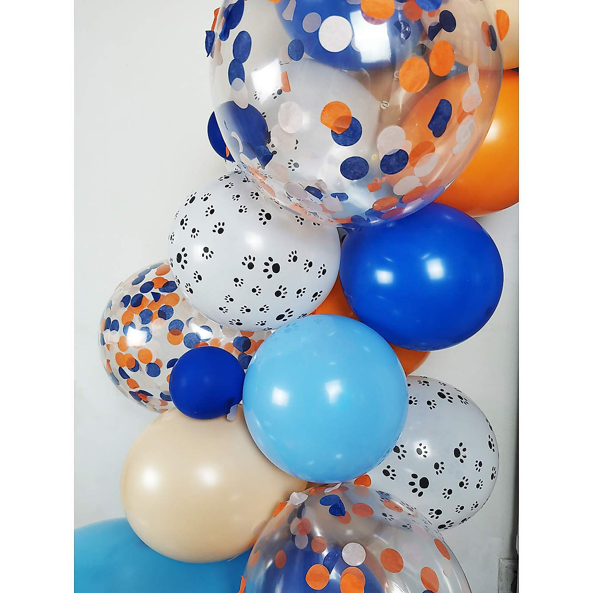 115 Pack Blue Orange Dog Theme Party Balloons Garland Decorations, 18" 10" 5" Bulk Balloons Blue Orange Skin Colors for Kids Family Birthday Party Supplies