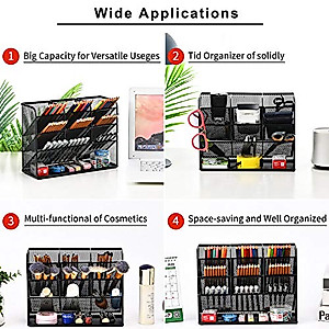 Marbrasse Mesh Desk Organizer, Multi-Functional Pen Holder, Pen Organizer for desk, Desktop Stationary Organizer, Storage Rack for School Home Office Art Supplies (Mesh Pen Holder)