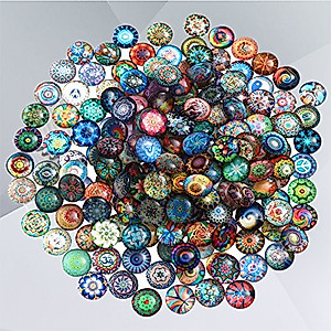 Dangle Earrings 200pcs Round Glass Mosaic Tiles Mixed Mosaic Glass Pieces for DIY Crafts Jewelry Making 10mm Bracelets Beads