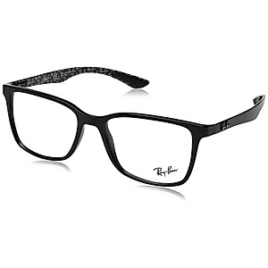 Ray-Ban RX8905 Square Prescription Eyeglass Frames, Black/Demo Lens, 55 mm