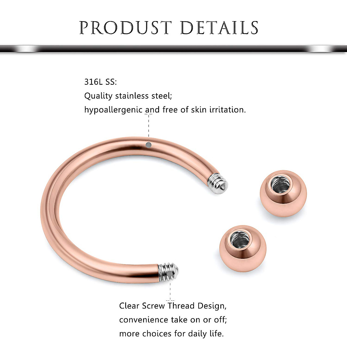 Hoeudjo 9PCS 16G Surgical Steel Lip Hoop Ring Crystal Cubic Horseshoe Barbell Tragus Cartilage Earring Helix Daith Hoop Piercing Body Piercing Jewelry Retainer for Women Men 8mm Silver-Tone