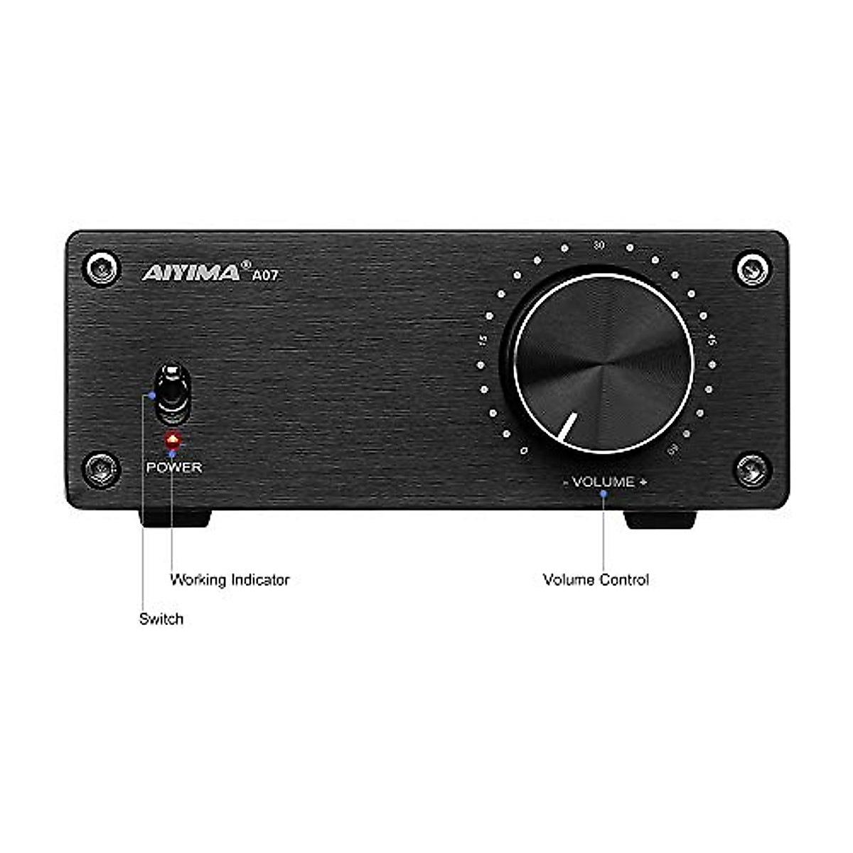 AIYIMA A07 TPA3255 Power Amplifier 300Wx2 HiFi Class D Stereo Digital Audio Amp Mini 2 Channel Amplifier for Passive Speaker Desktop Bookshelf Home Theater System with DC 32V Power Adapter