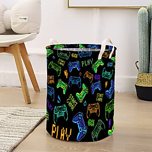 Game Controller Gaming Laundry Basket Boys Hamper Bag Dirty Clothes Storage Basket Waterproof Foldable Collapsible Organizer Gamer Room Decor For Bedroom Boys Room Bathroom Dorm