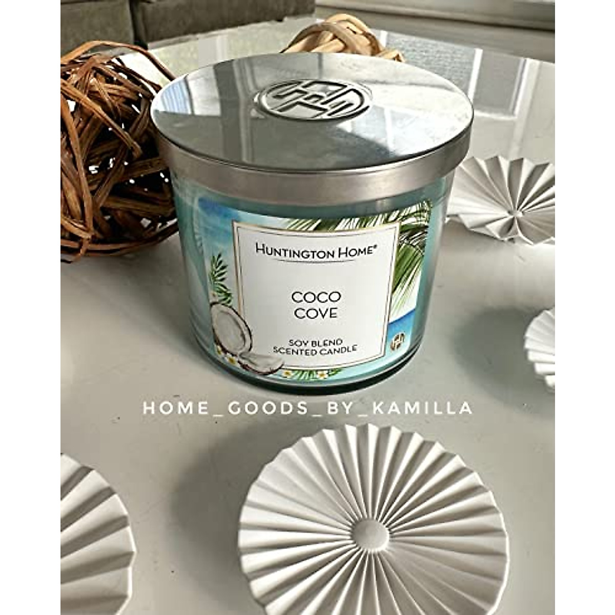 Huntington Home Soy Blend Scented Candle All Scented, 3 Wicks 45/60 Hours (Coco Cove)
