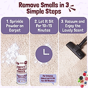 Sunny & Honey Carpet Miracle Powder - Dry Cleaner, Freshener & Deodorizer Powder for Kids & Pets (Wildberry Scent) - Carpet Cleaner & Upholstery Deodorizer