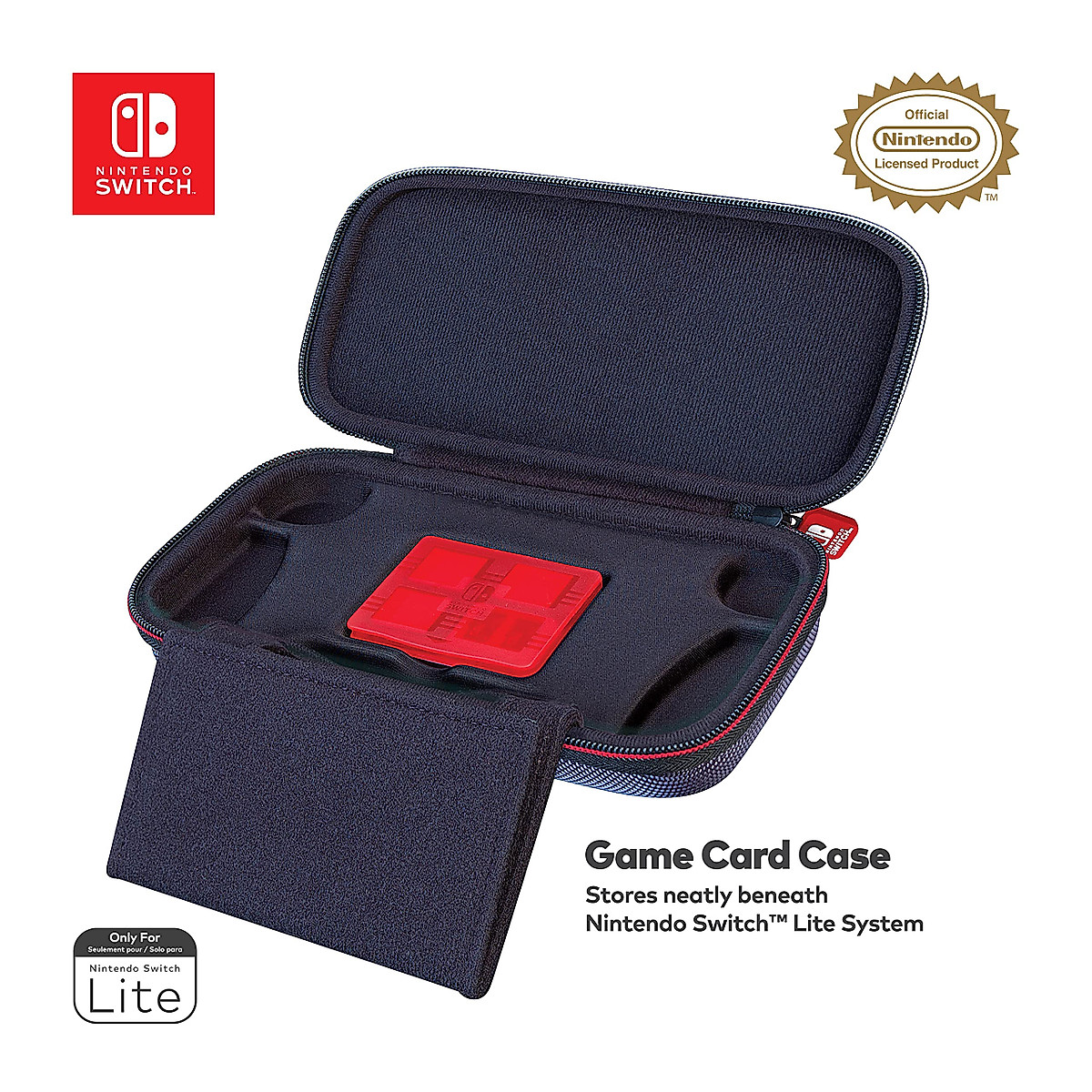 Game Traveler Nintendo Switch Lite Case - Switch Lite Carrying Case for Switch Lite, Hard Travel Case, Adjustable Viewing Stand, Bonus Game Case & Deluxe Carry Handle, Licensed Nintendo Game case