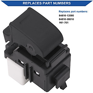 Obaee Power Window Switch Button Front Rear Passenger Side Compatible with Toyota Tundra Sienna Solara Matrix Corolla 4Runner RAV4 Tacoma 1993-2011, Scion xA xB tC, Geo Prizm Replace OE 84810-12080