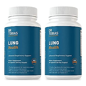Dr. Tobias Lung Health, Lung Support Supplement, Lung Cleanse & Detox Formula Includes Vitamin C to Support Bronchial and Respiratory System, 60ct x2pack