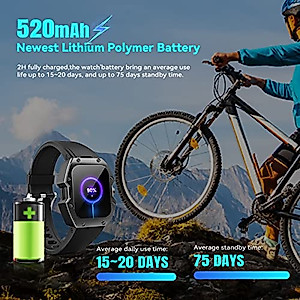 ROGBID Mille Smart Watch for Men Women (Answer/Dial Calls) 10 ATM Waterproof 1.91Touch Screen Fitness Tracker Military Smartwatch with Heart Rate Blood Pressure for Android Phones 123 Sports Modes