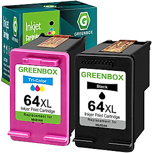 GREENBOX Remanufactured High-Yield 64 Ink Cartridge Replacement for HP 64XL for HP Envy Photo 7155 7855 6255 7120 6252 6220 6230 6258 7158 7130 7132 7164 7858 7800 6222 Printer (1 Black 1 Tri-Color)