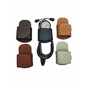Stethoscope Holder pro with Clip,Handmade in USA Genuine Leather .Perfect for Physicians, Nurses, EMT, Medical Nursing Student (Black).