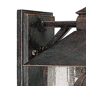 Franklin Iron Works French Garden Rustic Farmhouse Outdoor Wall Light Fixture Bronze Lantern 10 1/2" Clear Seedy Glass for Exterior Barn Deck House Porch Yard Patio Outside Garage Front Door Garden