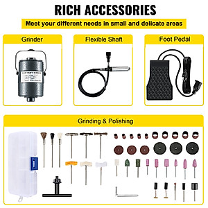 VEVOR Flex Shaft Grinder 380W Rotary Tool 500-23000RPM Rotary Carver with 1/4" 3-Jaw Chuck & Stepless Speed Foot Pedal Hanging Grinding Machine 131PCS Accessories for Jewelry Polishing Grinding DIY