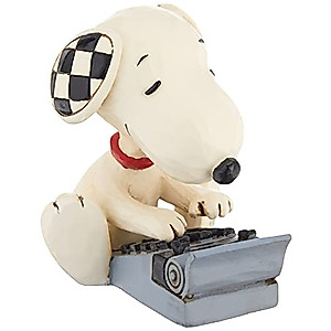 Enesco Jim Shore Peanuts Snoopy Typing Miniature Figurine, 3 Inch, Multicolor