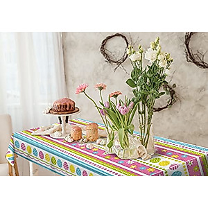 CAKKA Easter Tablecloth Plastic 54x108 Inch, 2Pack Disposable Easter Egg Tablecloth, Rectangle Easter Table Cloth Table Cover for Easter Table Decor Decorations
