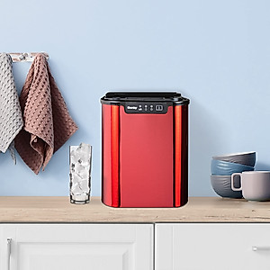 Danby DIM2500RDB Countertop Ice Maker, Makes 25 lbs Ice in 24 Hrs, Holds 2 lbs of Ice, Red Ice Machine with Electronic Controls, LED Display and Self Clean Function